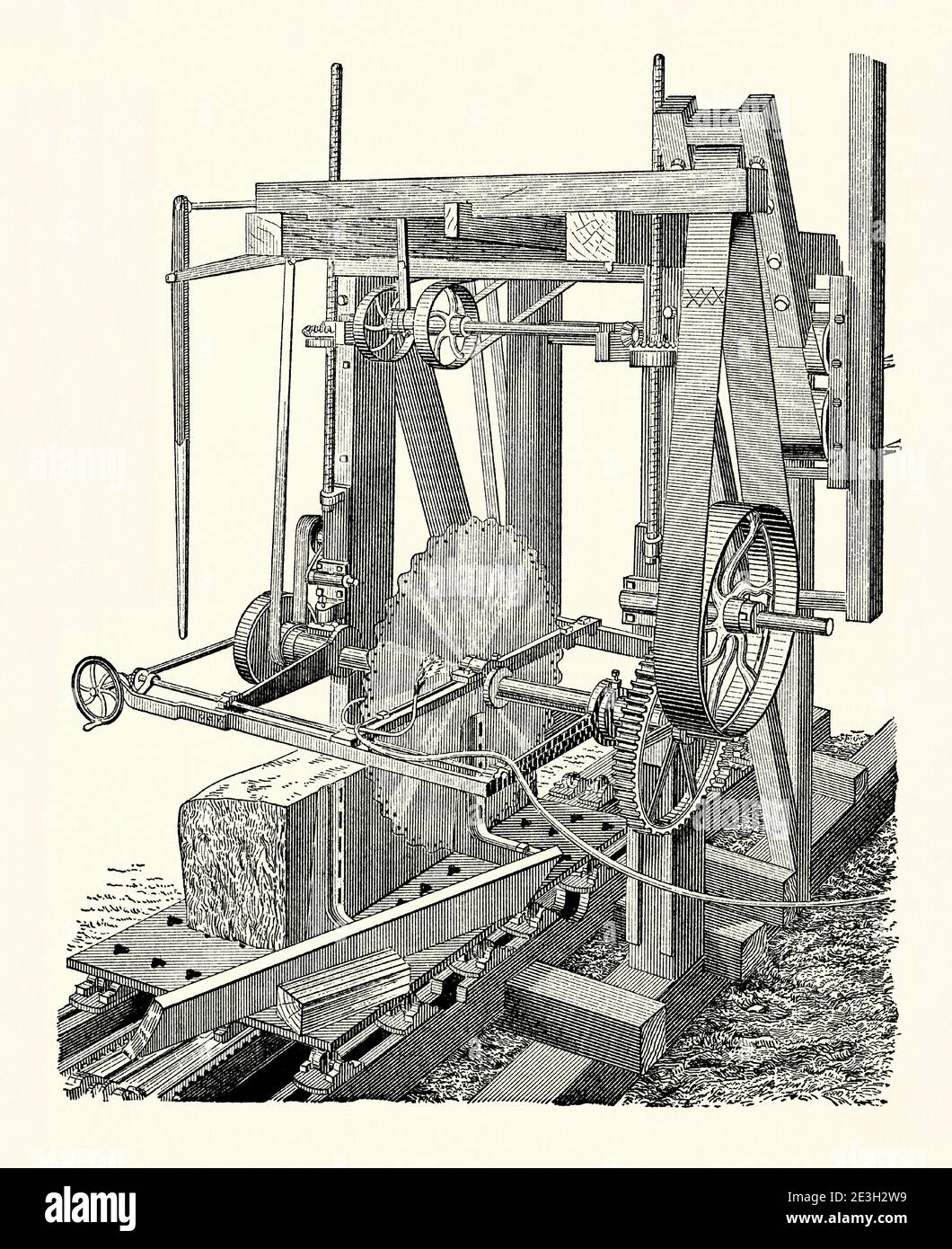 An old engraving stone saw in the 1800s. It is from a Victorian ...