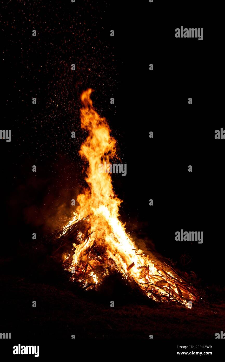 Bonfire at night on traditional festival in summer Stock Photo - Alamy