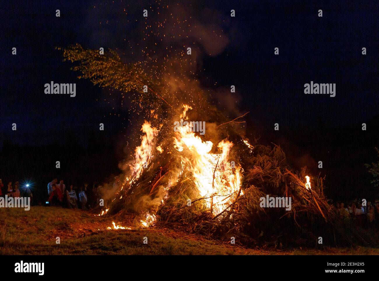 Bonfire at night on traditional festival in summer Stock Photo - Alamy