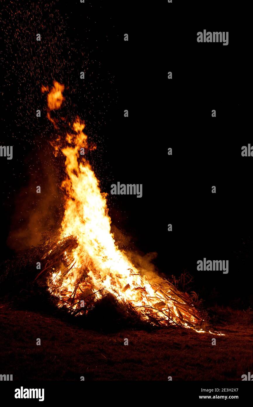 Bonfire at night on traditional festival in summer Stock Photo - Alamy