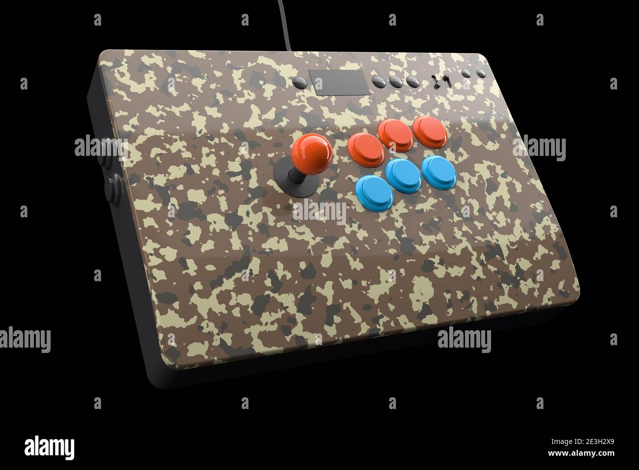 Vintage camouflage colored arcade game machine with controllers ...