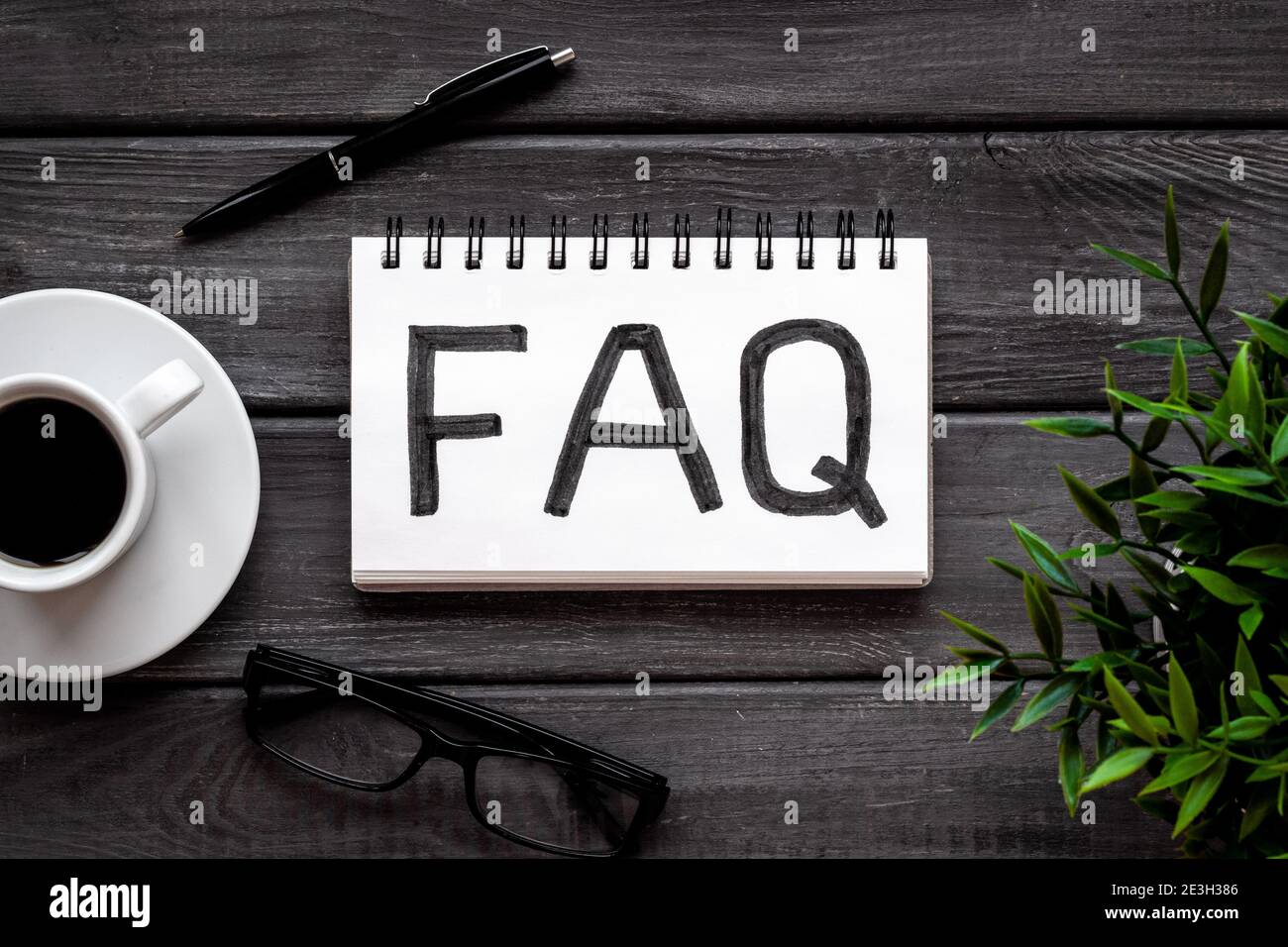 FAQ concept. Text on office table. Information Helpdesk Stock Photo - Alamy