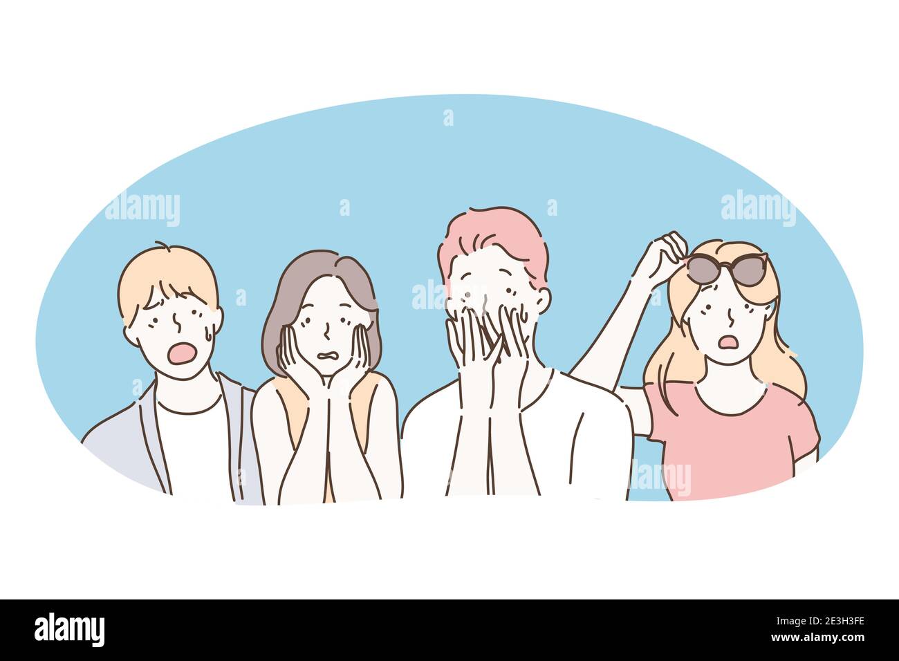 Shock, surprise, frustration, anxiety, worrying, confusion, panic ...