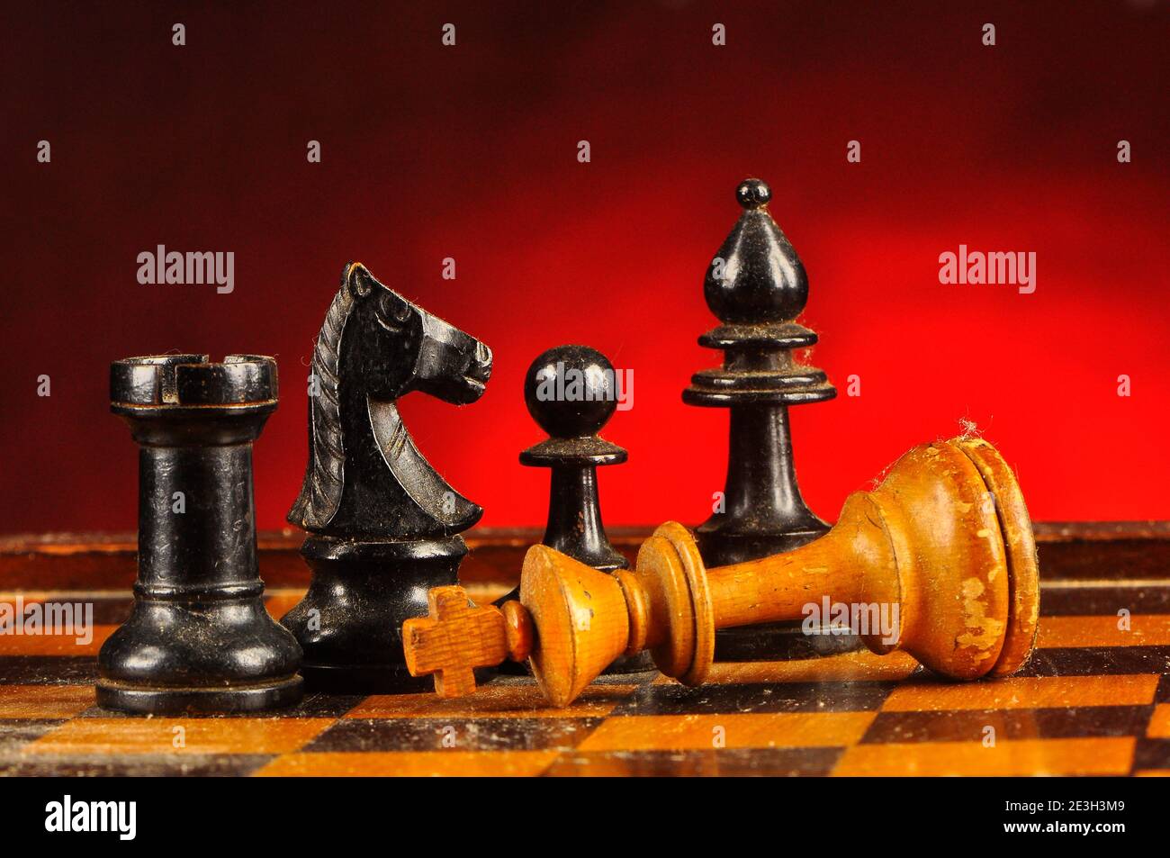 Chess pieces randomly arranged on the chessboard Stock Photo - Alamy