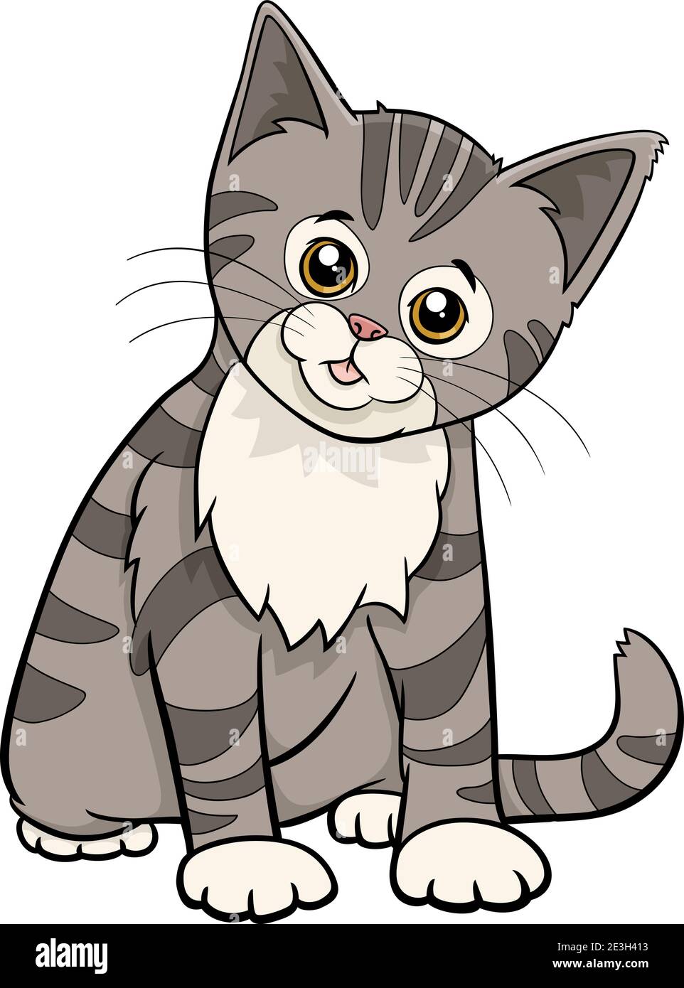 Cartoon illustration of cute tabby kitten comic animal character Stock ...
