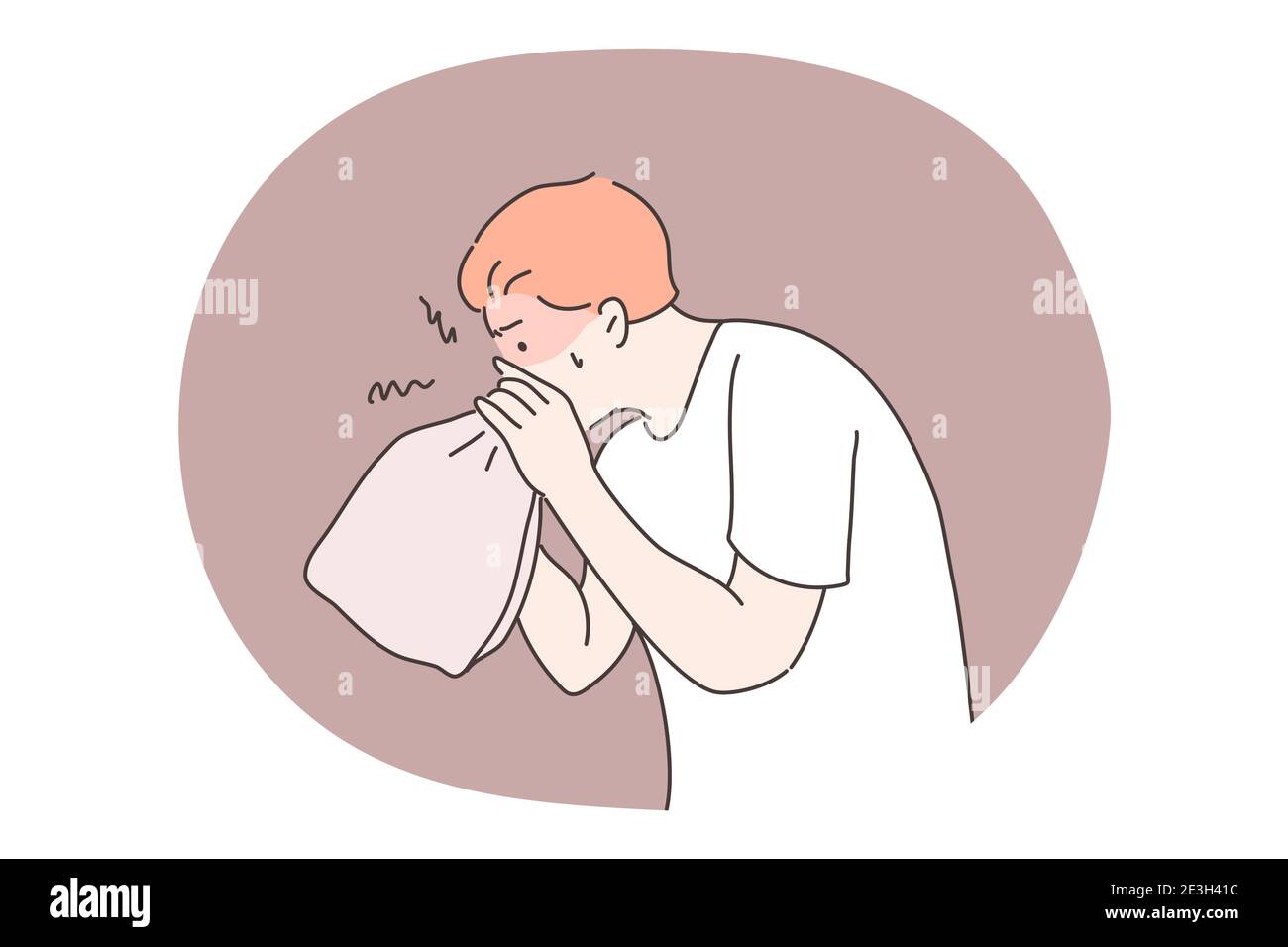 Panic attack, mental stress, anxiety concept. Mentally stressed nervous ...