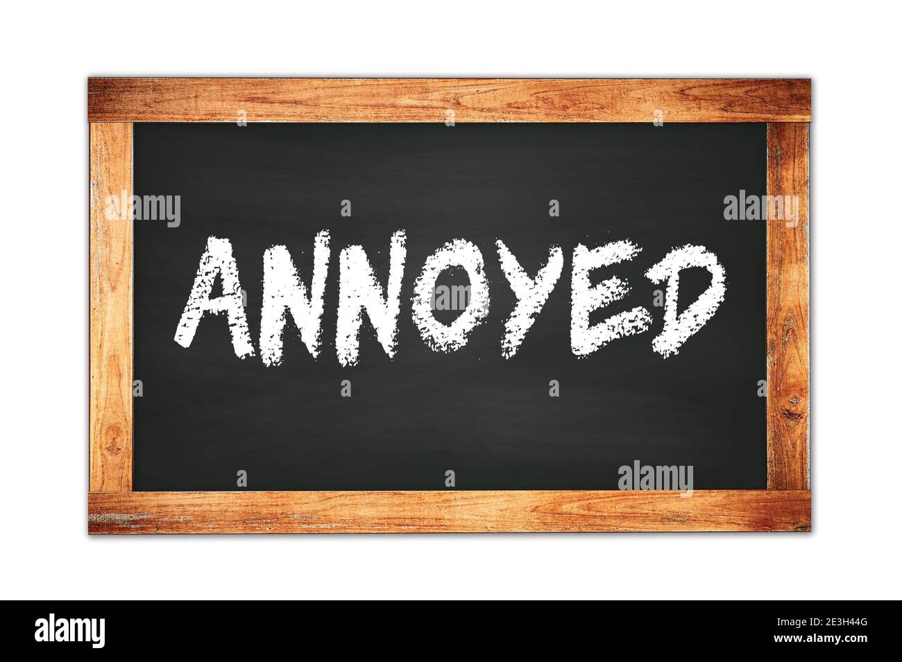 ANNOYED text written on black wooden frame school blackboard Stock ...