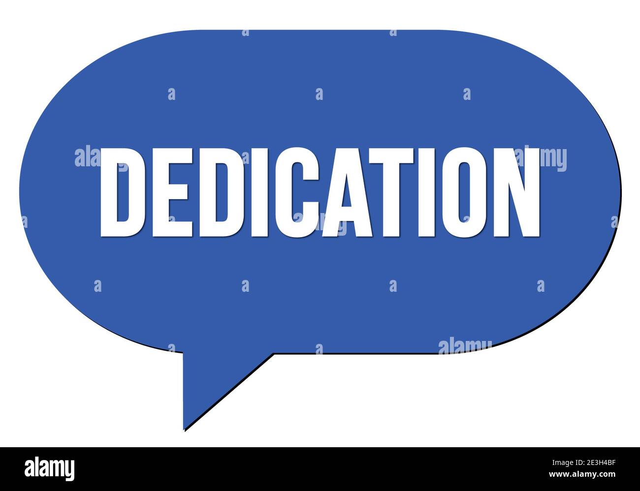 DEDICATION text written in a blue speech bubble stamp Stock Photo - Alamy
