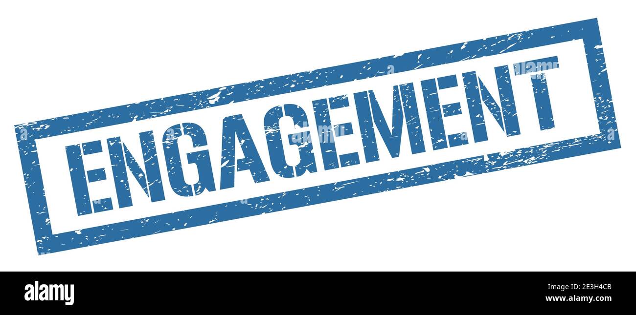 ENGAGEMENT blue grungy rectangle stamp sign Stock Photo - Alamy