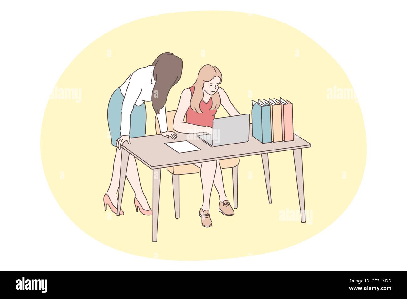 Coworking, business, partnership, discussion concept. Young women ...