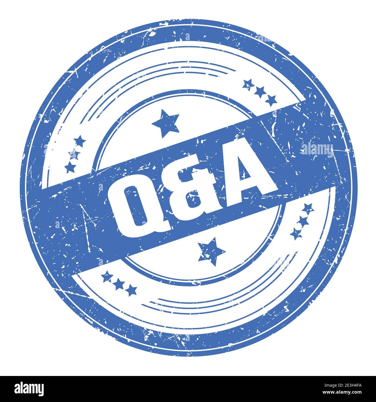 Q&A text on blue round grungy texture stamp Stock Photo - Alamy