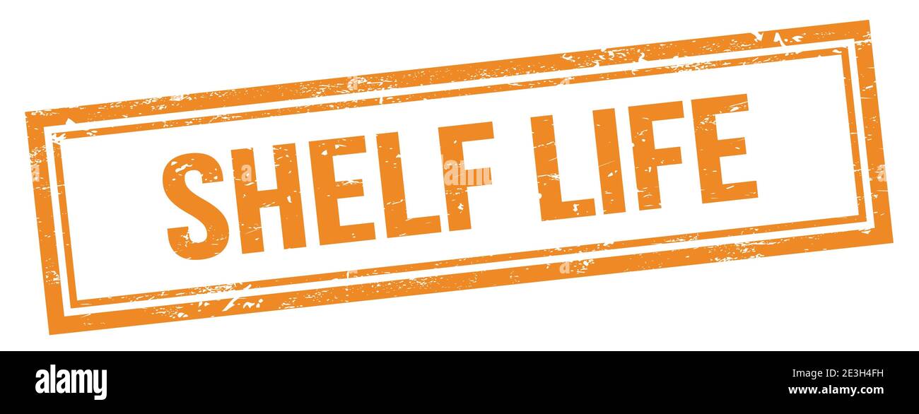 SHELF LIFE text on orange grungy vintage rectangle stamp Stock Photo ...
