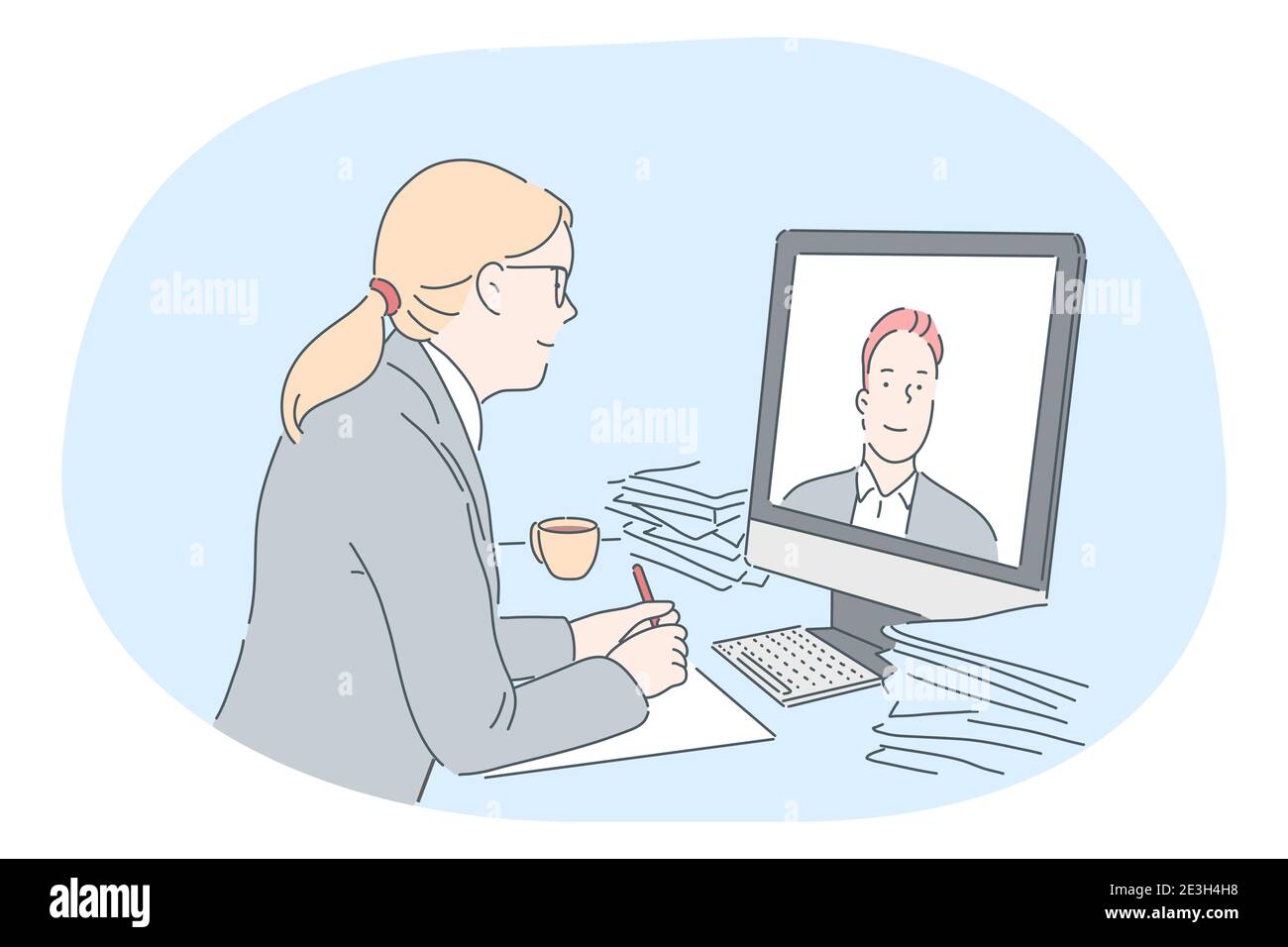 Online meeting, business communication, distant work, teleconference ...