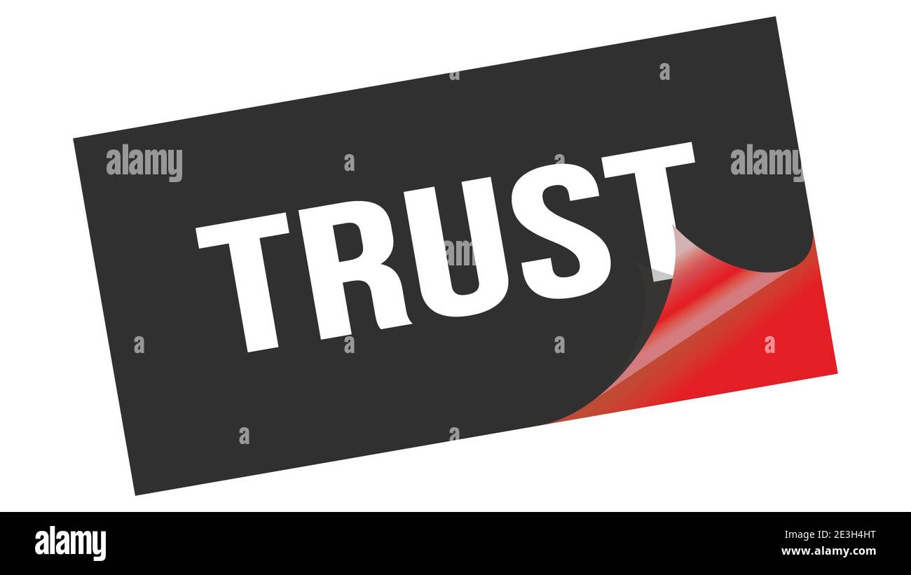 TRUST text written on black red sticker stamp Stock Photo - Alamy