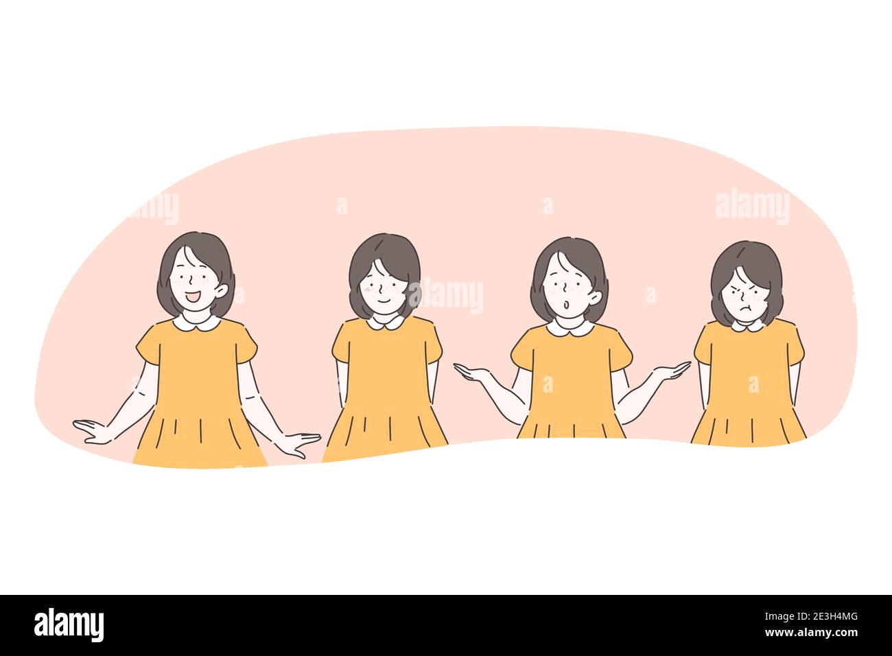 Variety of emotions and children facial expressions concept. Little ...