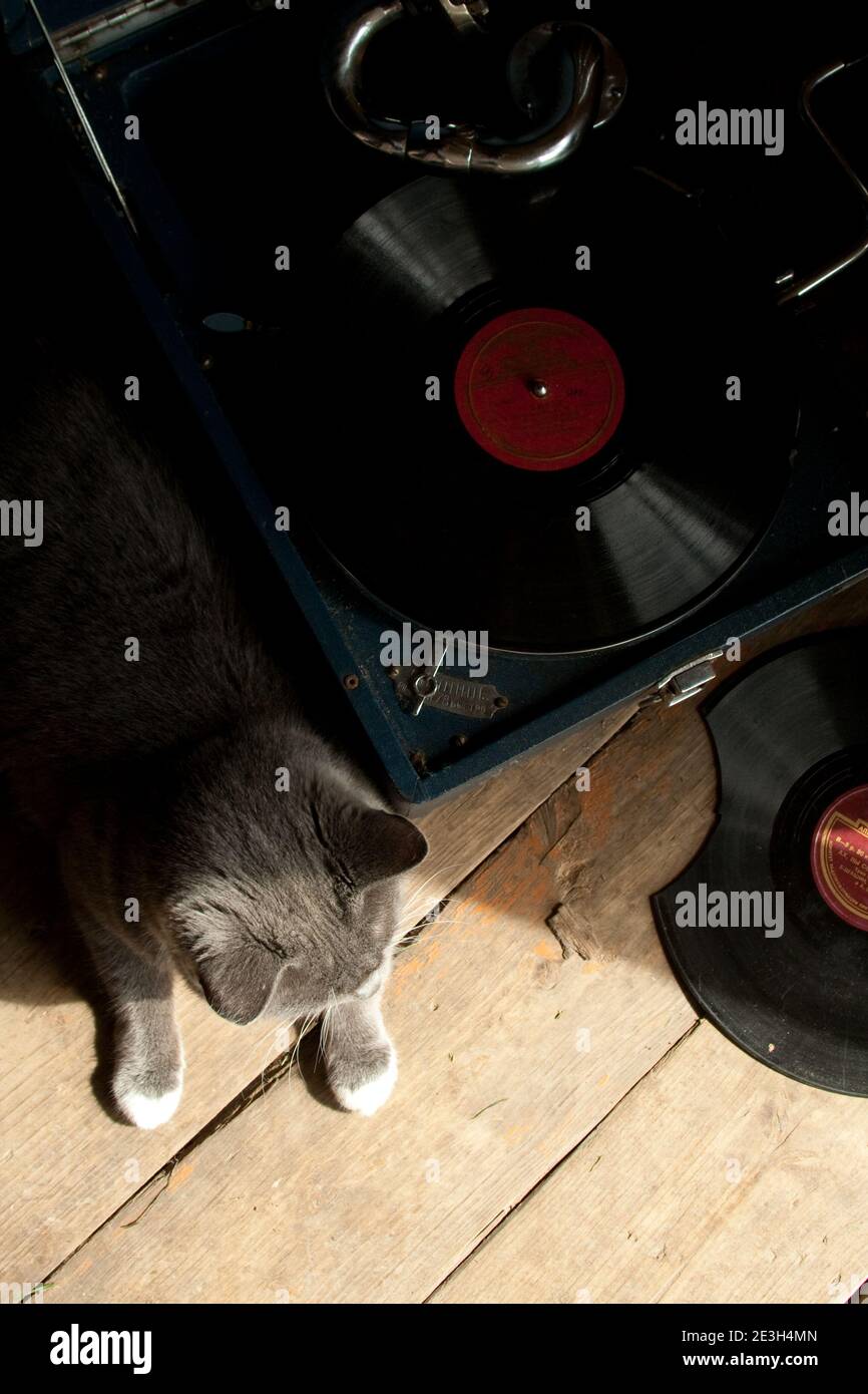 Grey record player hi-res stock photography and images - Alamy