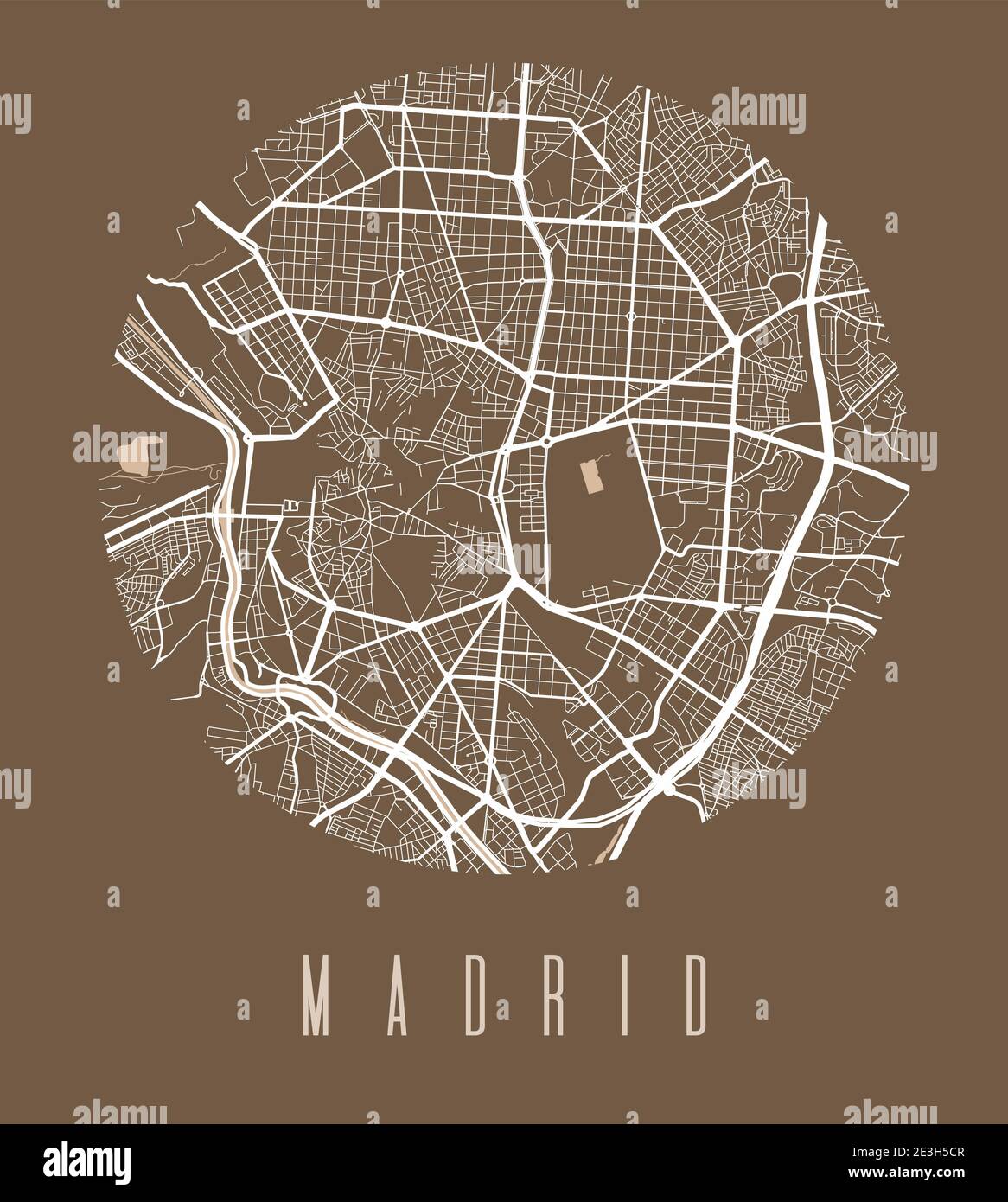 Madrid map poster. Decorative design street map of Madrid city ...