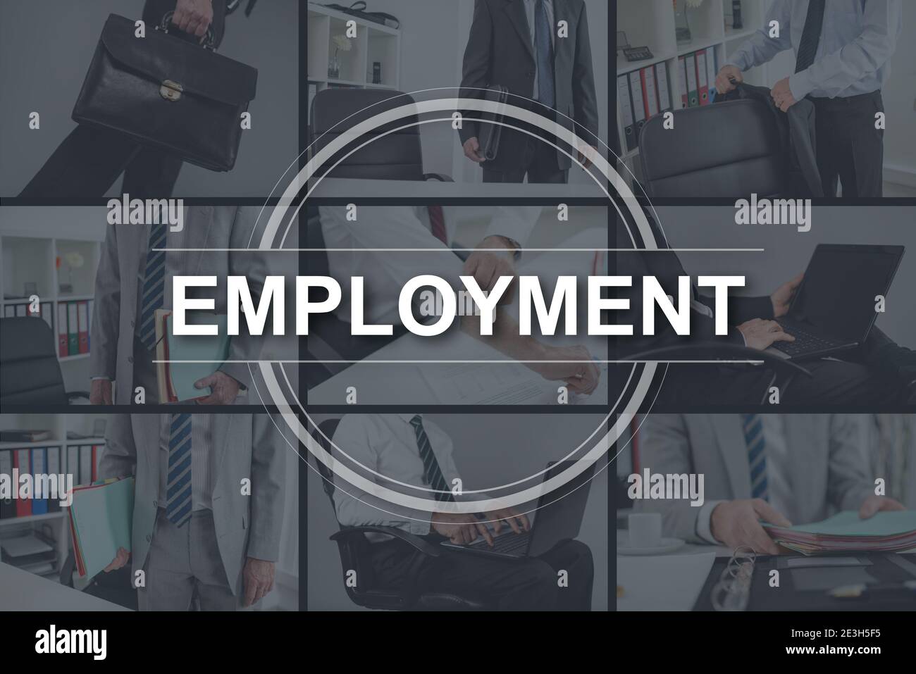 Employment concept illustrated by pictures on background Stock Photo ...