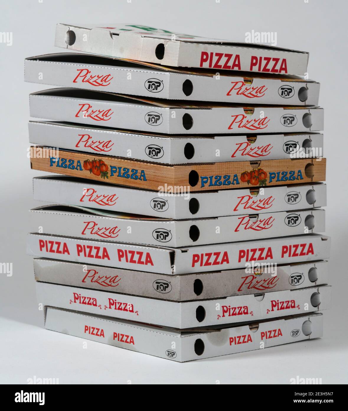 Empty, used pizza boxes, takeaways Stock Photo - Alamy