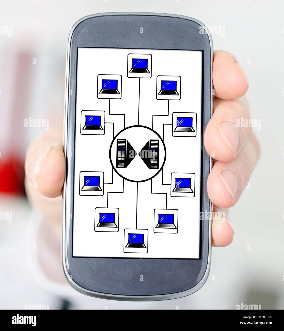 Hand holding a smartphone with hosting concept Stock Photo - Alamy