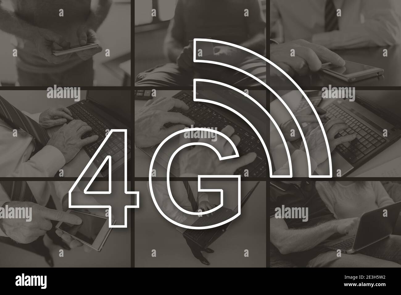 4g network concept illustrated by pictures on background Stock Photo ...
