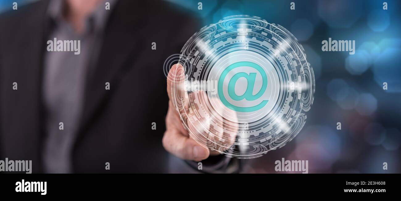 Man touching an email concept on a touch screen with his finger Stock ...