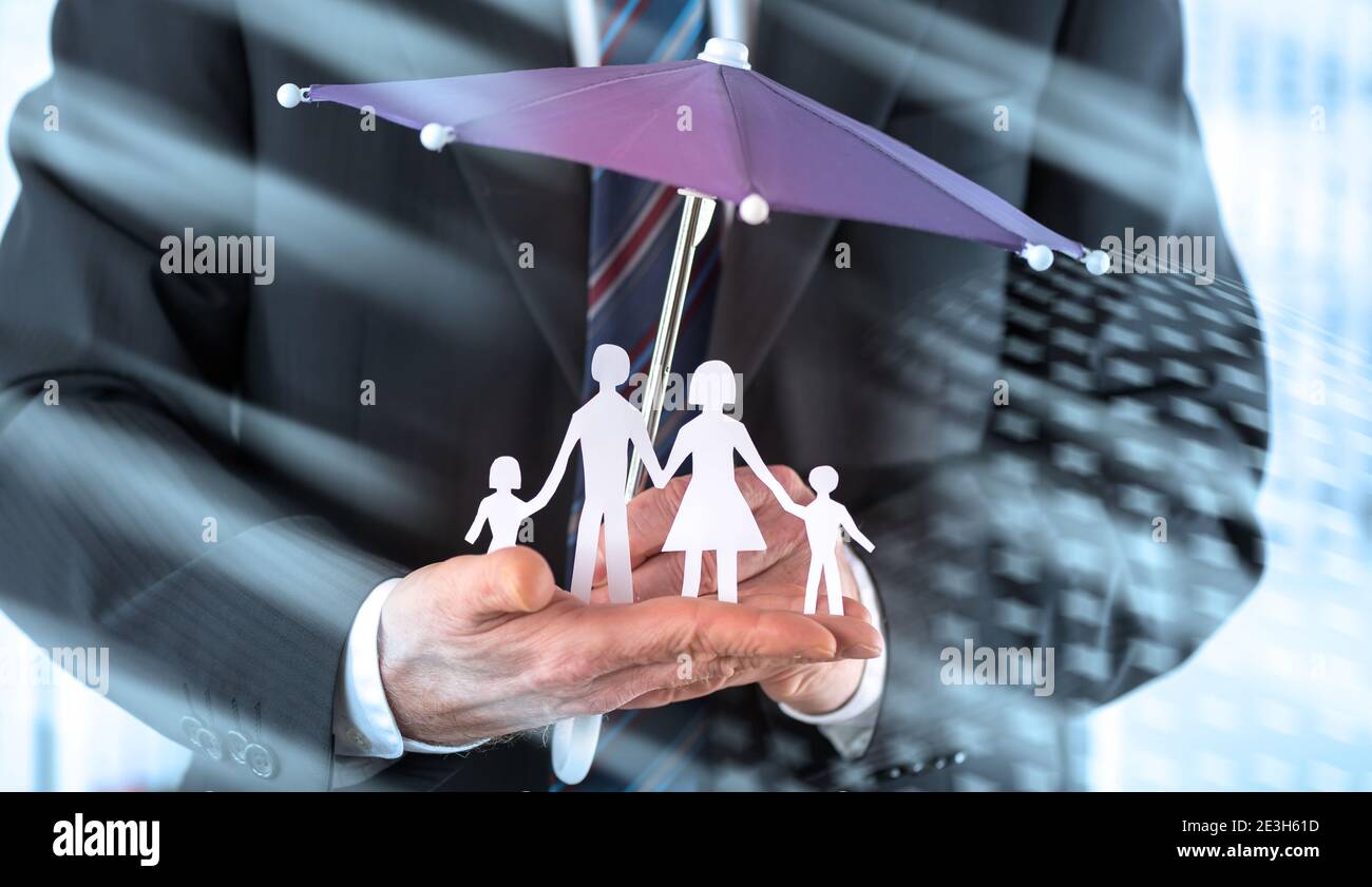 Symbol of family protection by a general agent; light effect Stock ...