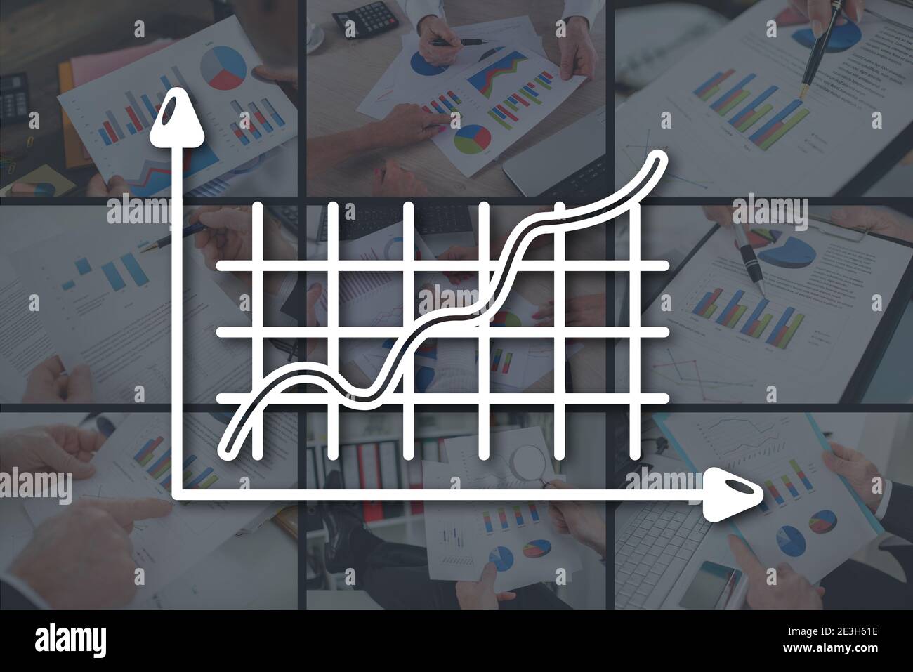Business analysis concept illustrated by pictures on background Stock ...