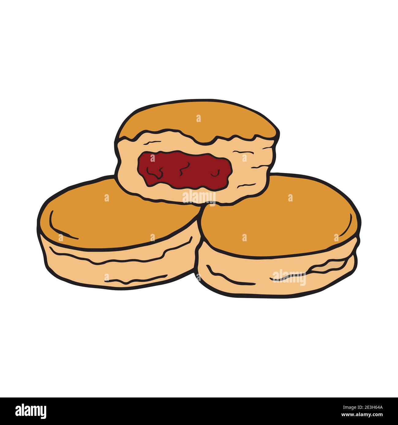 Vector hand drawn doodle berliner fried dough food. German dessert ...
