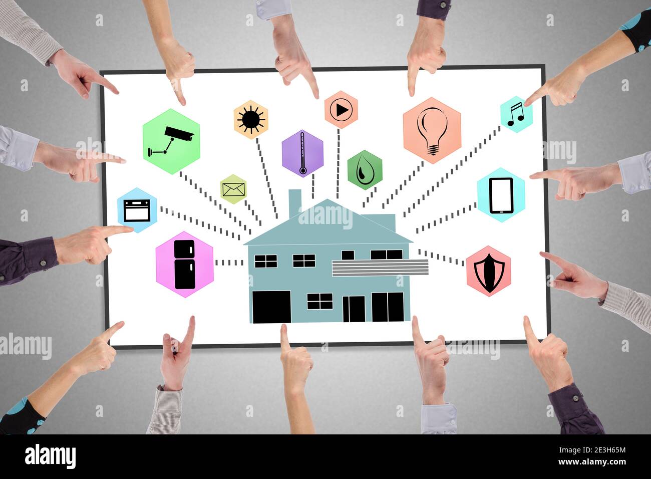 Hands pointing to smart home automation concept Stock Photo - Alamy