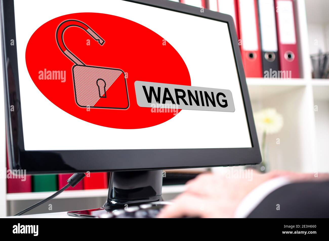 Warning concept shown on a computer screen Stock Photo - Alamy