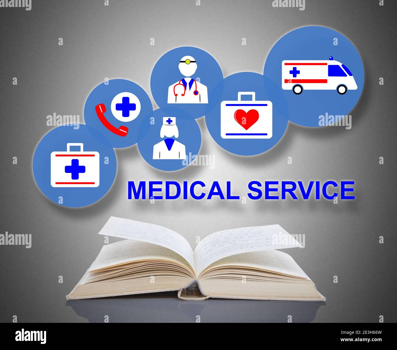 Medical service concept above an open book Stock Photo - Alamy