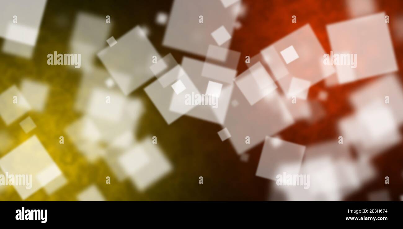 Flying square shapes over yellow and coral orange background Stock ...