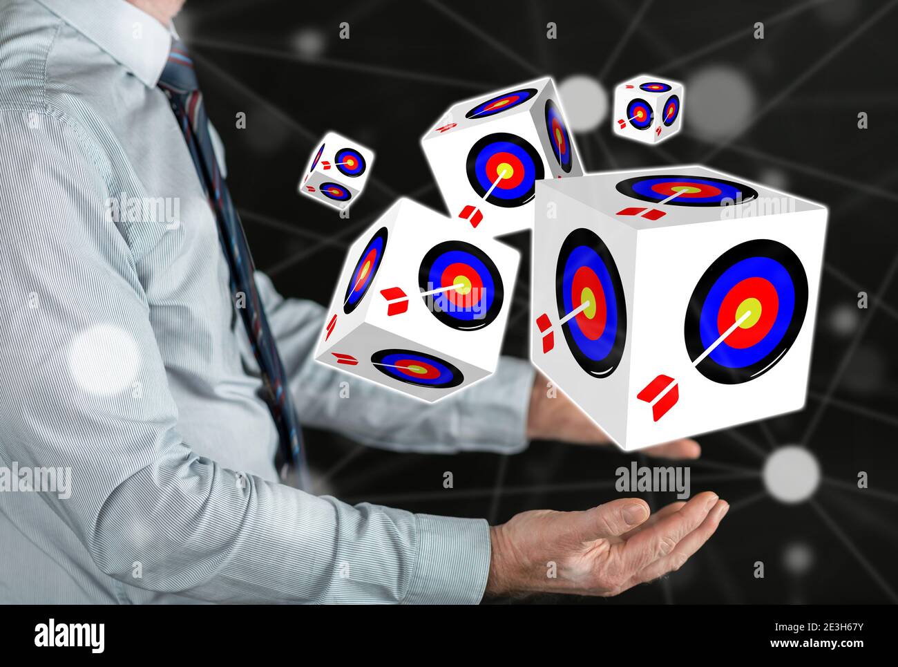 Target marketing concept above the hands of a man Stock Photo - Alamy