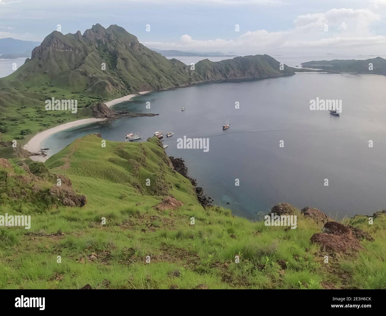 Amazing view of Padar Island bay and pink beach,from Komodo Island ...