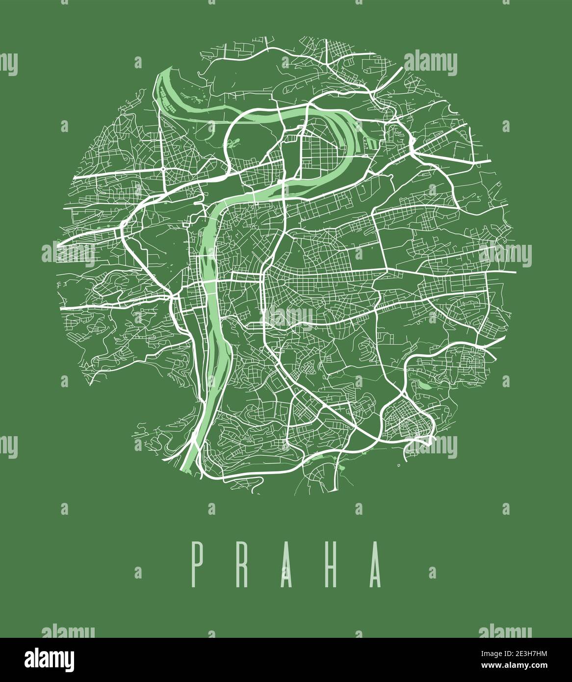 Prague map poster. Decorative design street map of Prague city ...