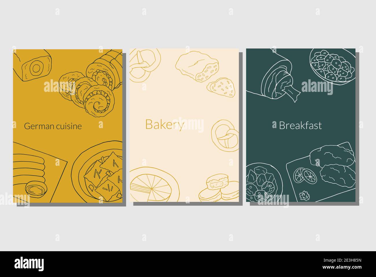 Hand drawn poster set with German cuisine dish. Design sketch element ...