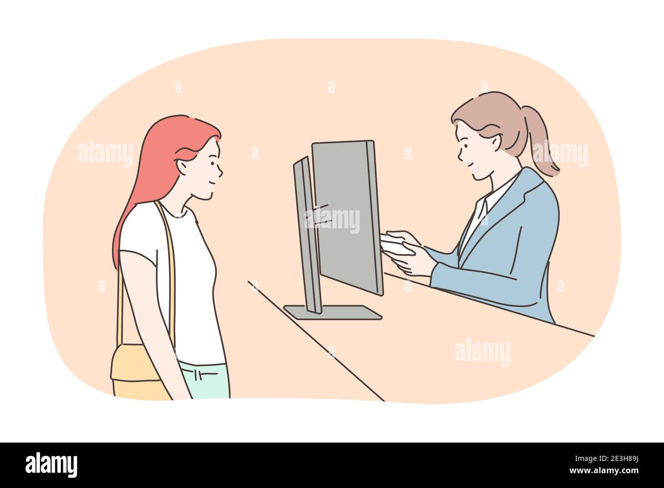 Woman check in counter Stock Vector Images - Alamy