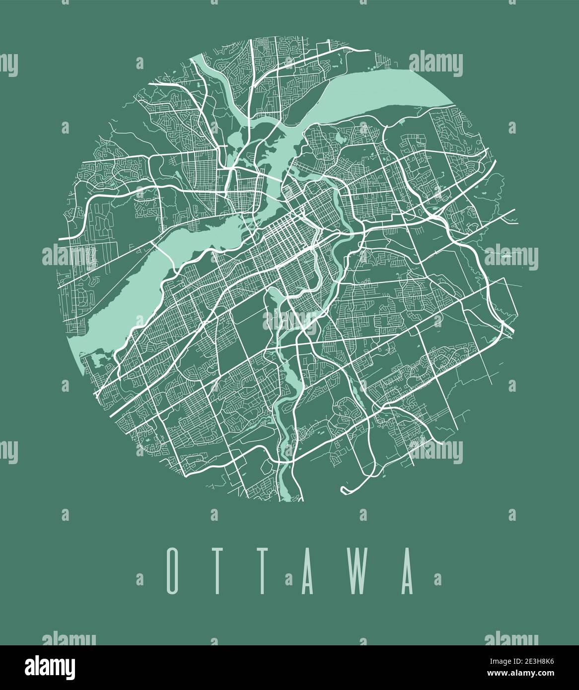 Ottawa map poster. Decorative design street map of Ottawa city. Cityscape aria panorama ...