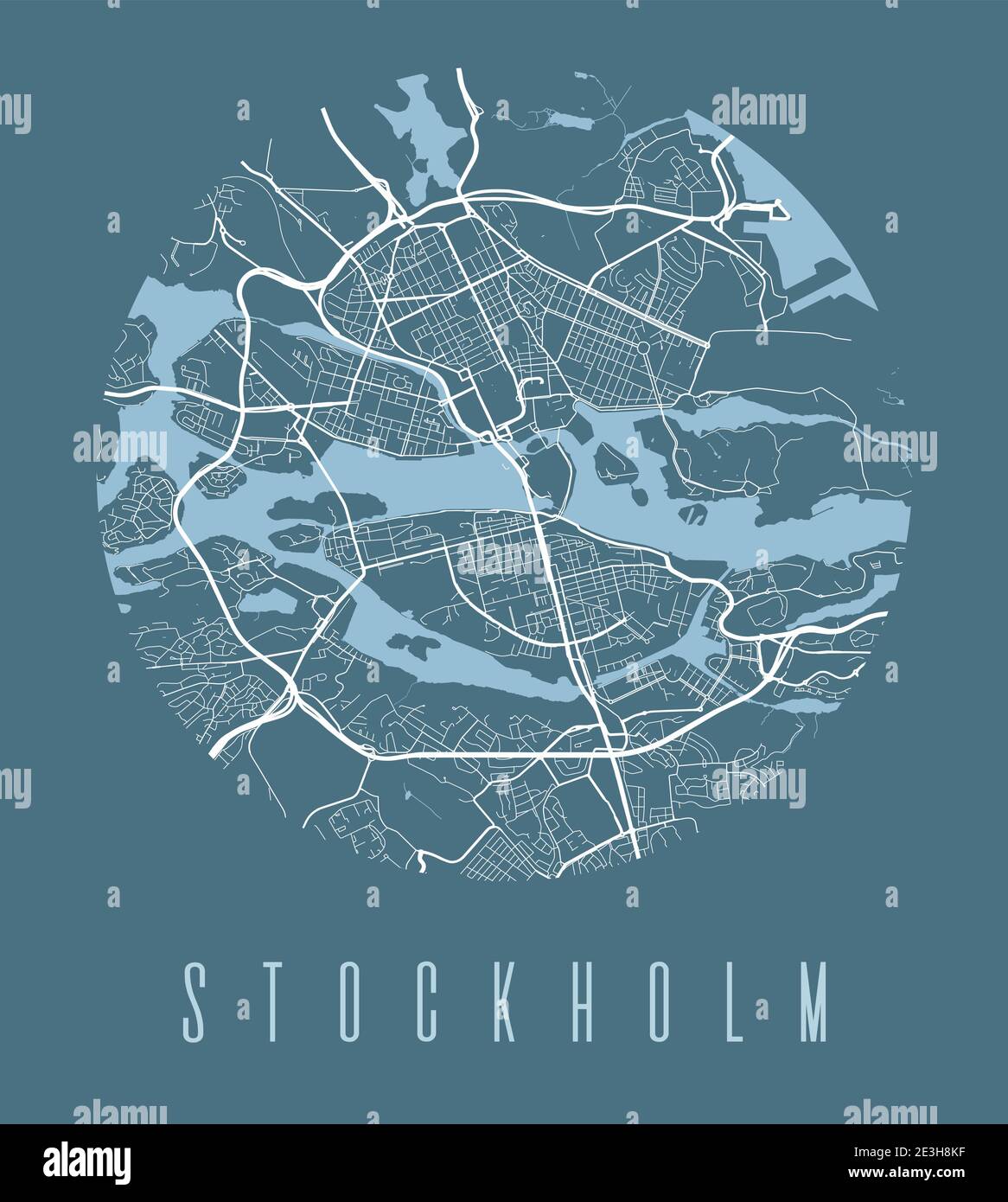 Stockholm map poster. Decorative design street map of Stockholm city ...