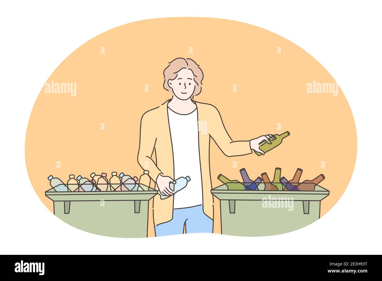 Ecology, recycling, zero waste concept. Eco friendly man cartoon ...