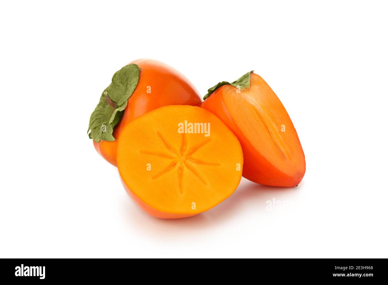 Fresh ripe persimmon isolated on white background Stock Photo - Alamy