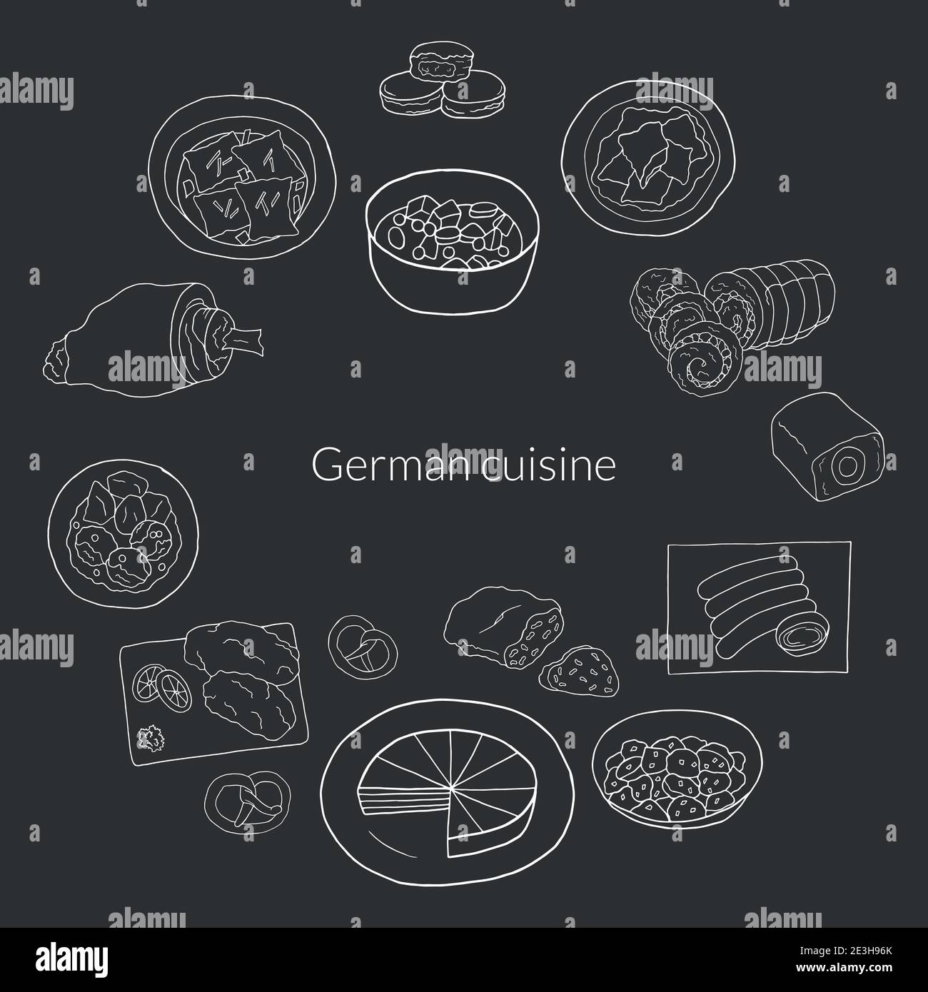 Vector hand drawn doodle set of German cuisine. Design sketch elements ...