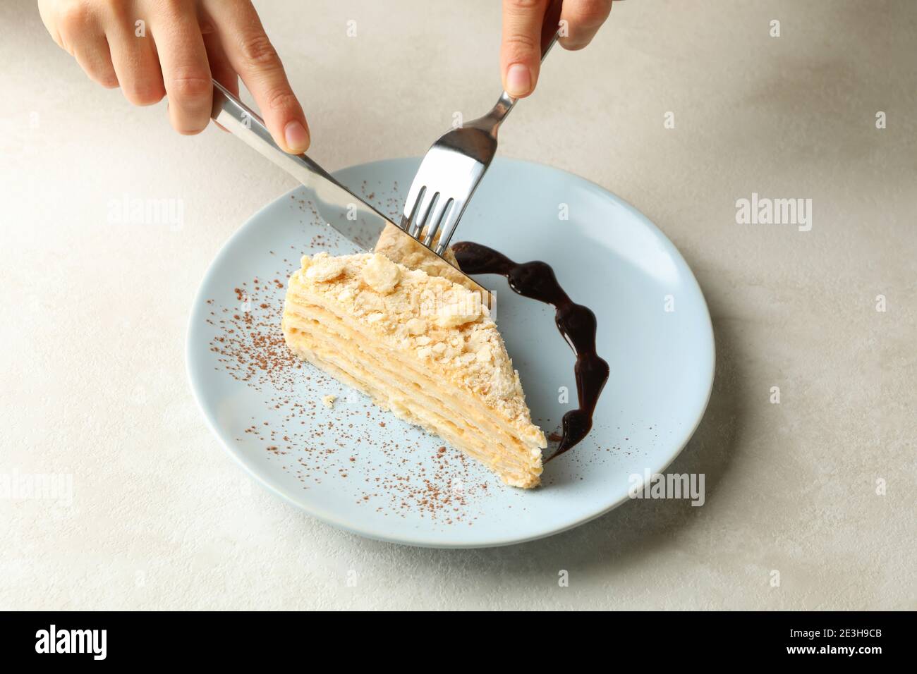 Woman eating piece cake birthday hi-res stock photography and images ...