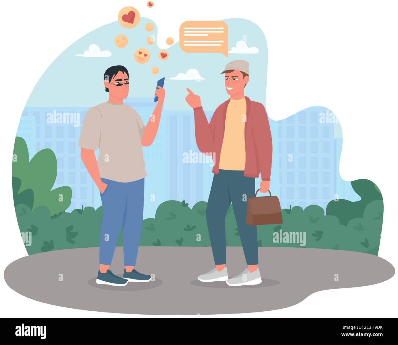 Mobile phone addiction 2D vector web banner, poster Stock Vector Image ...