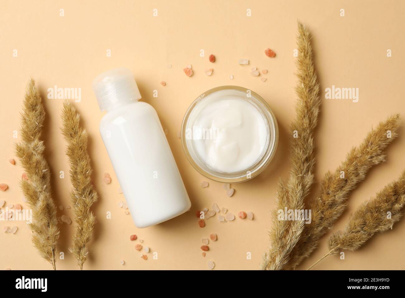 Concept of skincare cosmetics on beige background Stock Photo - Alamy