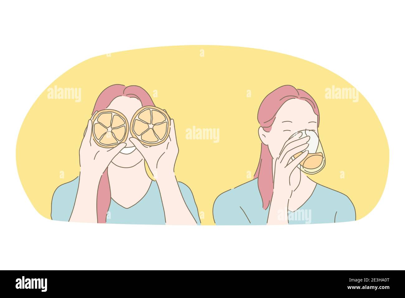 Healthy eating, citrus fresh drink, diet, vitamin, refreshment concept ...