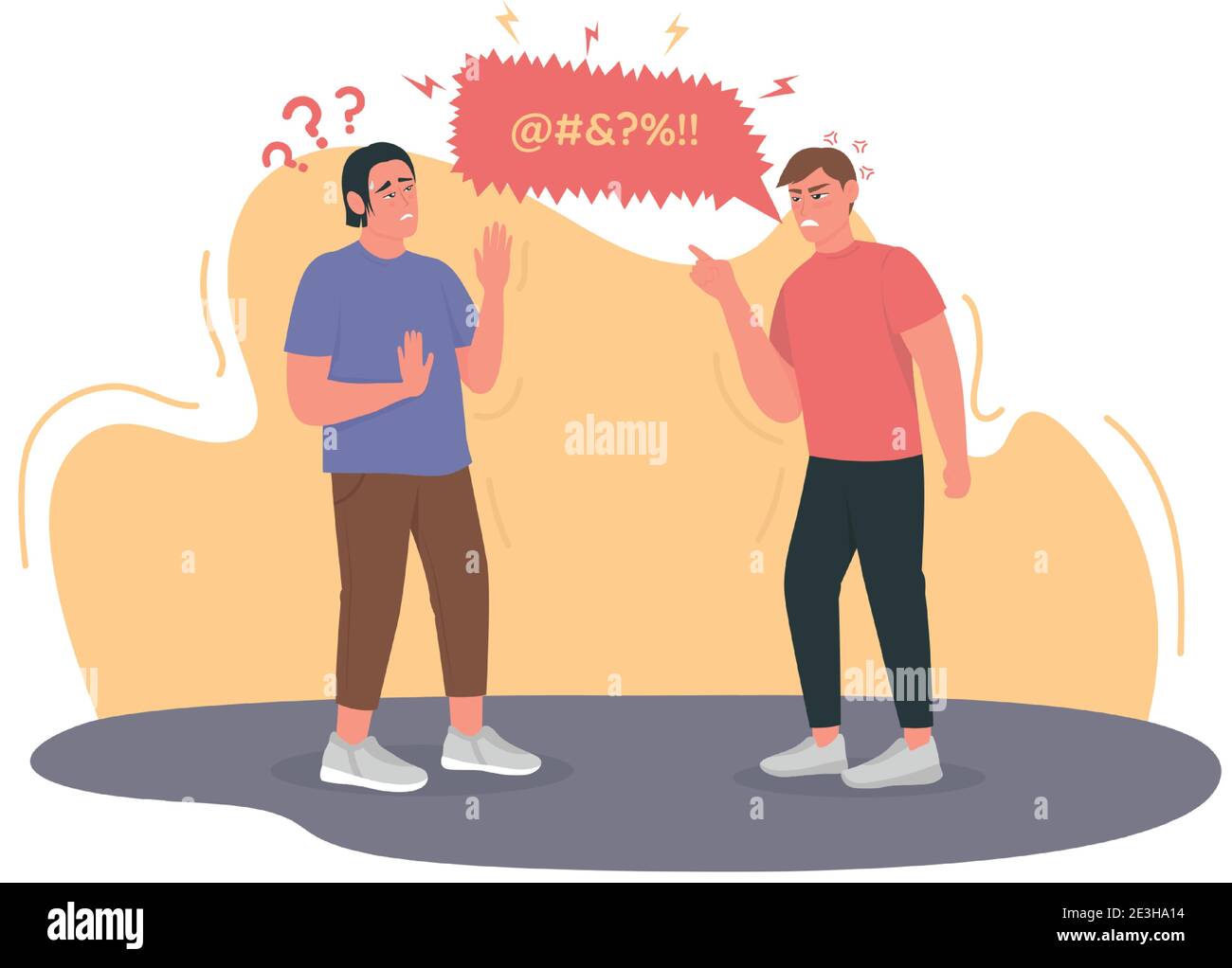 Angry man cursing, swearing 2D vector web banner, poster Stock Vector ...