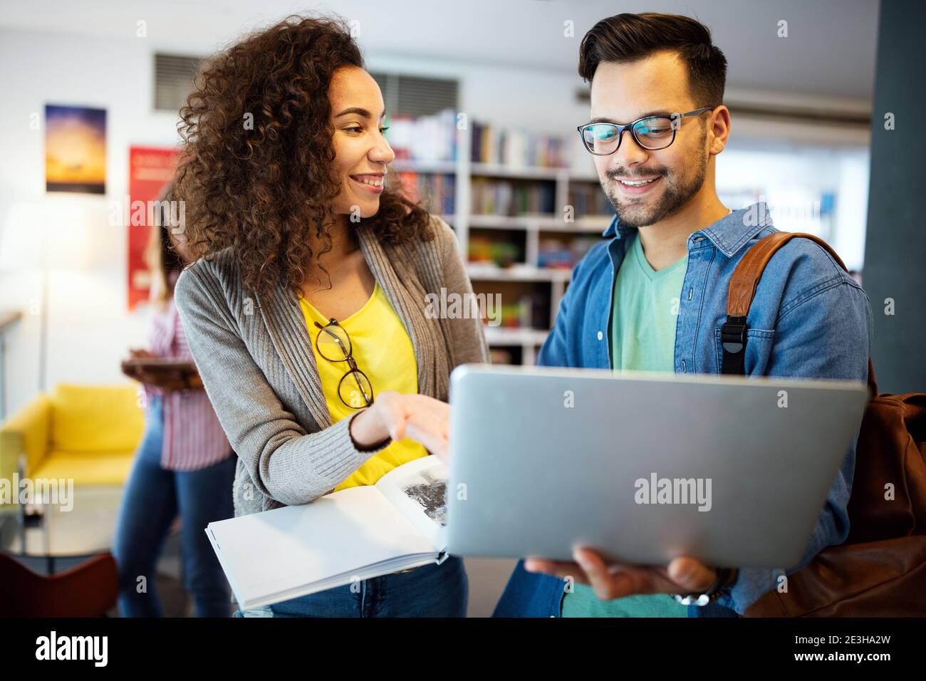 Group of students study at library. Learning and preparing for ...
