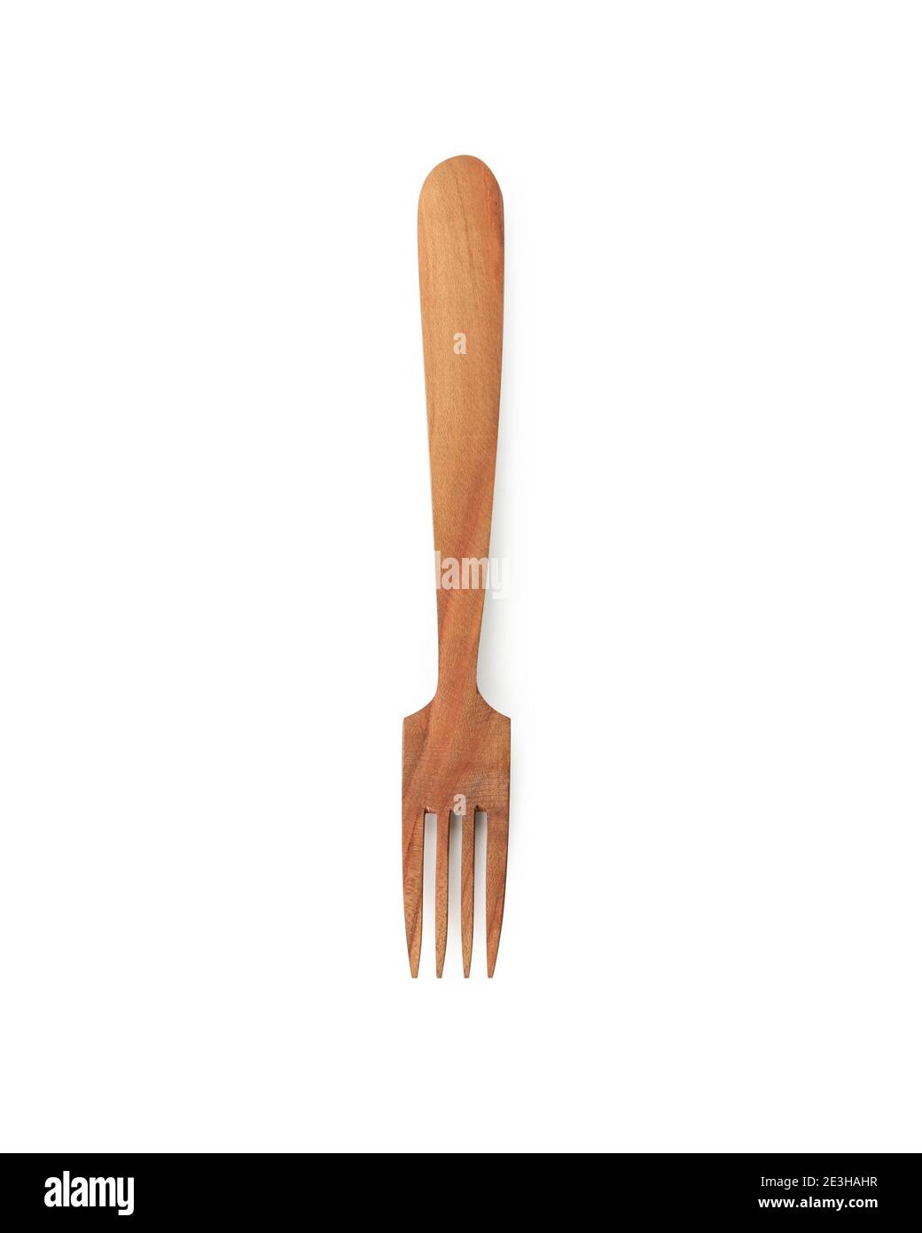 Single wooden fork isolated on white background Stock Photo - Alamy